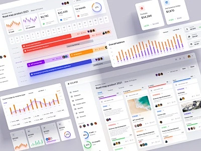 Eclipse - Figma dashboard UI kit for data design apps calendar components graphs widgets ...