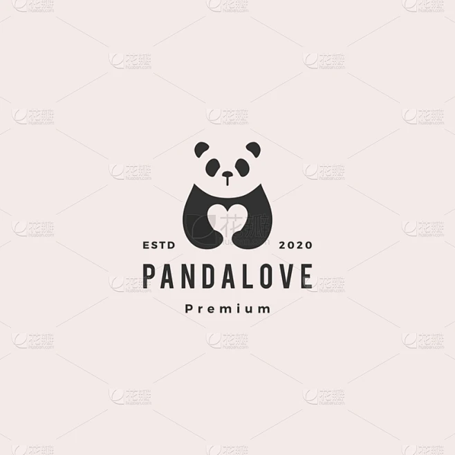 panda love logo hipster retro vintage icon素材-花瓣网