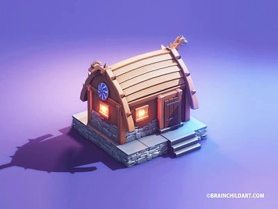 TIMELAPSE - Lowpoly VIKING hut | Blender Speed Modeling modeling 3d game artist 3d model 3d game ...