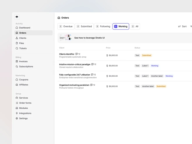 Stratis UI - Task list clean complete dash dashboard design details ...