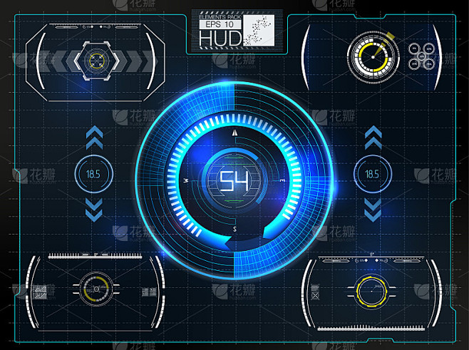 抽象背景与不同元素的hud。