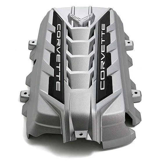 2020 C8 Corvette Stingray Silver, Engine Cover, 6.2L, Corvette Script ...