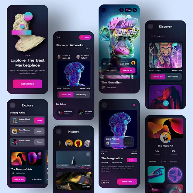 NFT Marketplace - Mobile App by Dotpixel Agency on Dribbble-花瓣网