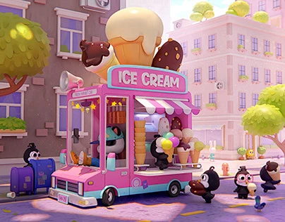 Ice cream car-花瓣网