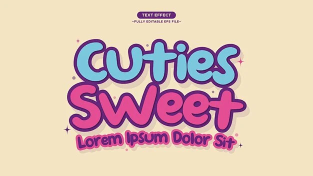 cute and sweet vector text effect fully editable text and font-花瓣网