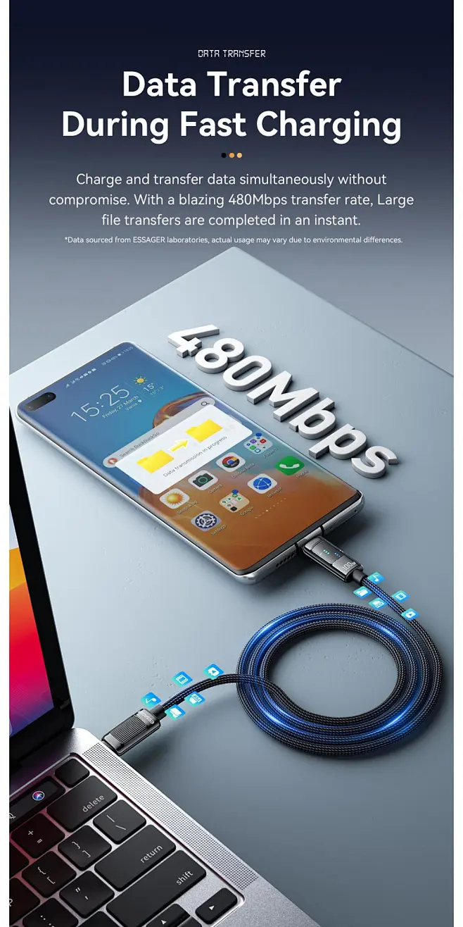 Essager-Cable USB tipo C a USB C, cargador de carga rápida, 100W, PD, para iphone 15, MacBook ...