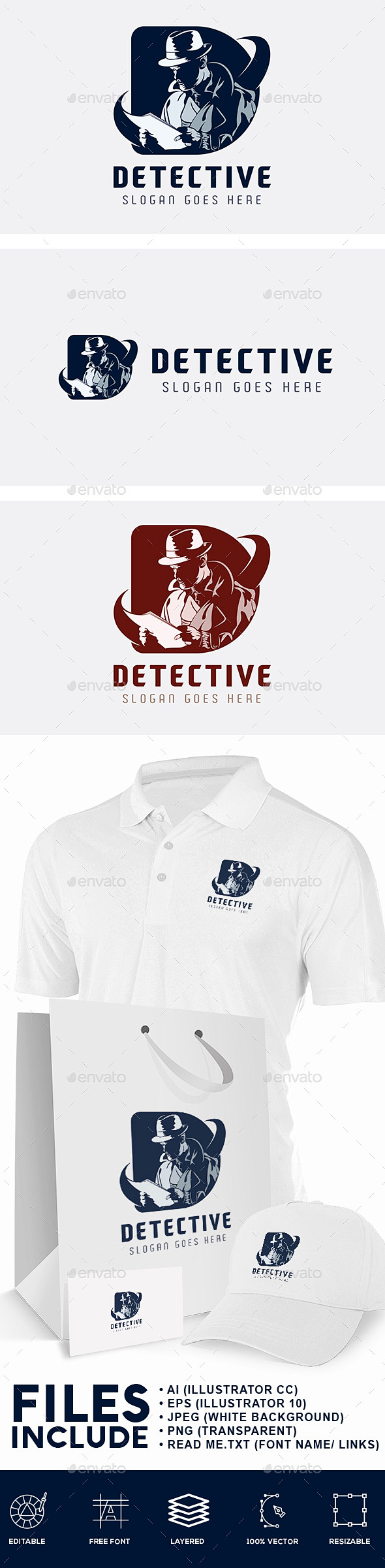 侦探服务标志——人类标志模板Detective Service Logo - Humans Logo Templates代理,代理商标、情况 ...