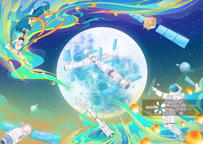航天科技主题插画图片素材_ID:VCG211357749045-VCG.COM-花瓣网