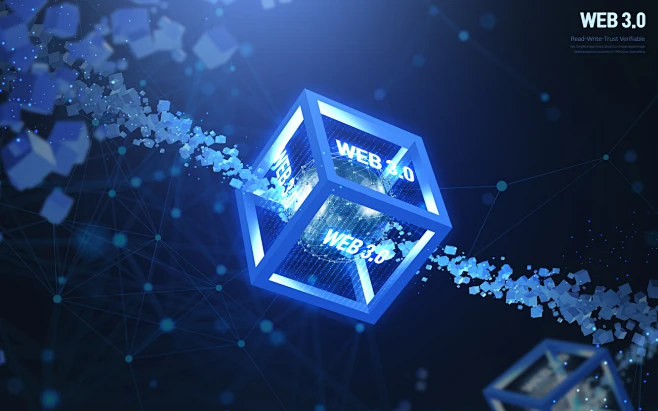 互联网Web3.0去中心化数字货币NFT元宇宙蓝色科技抽象概念宣传海报PSD模板素材-花瓣网