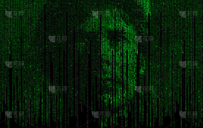 Abstract matrix ai theme with human face