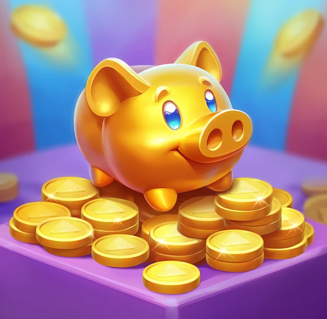 Game Art Marketing Art promo art Piggi bank pig cartoon Character ...