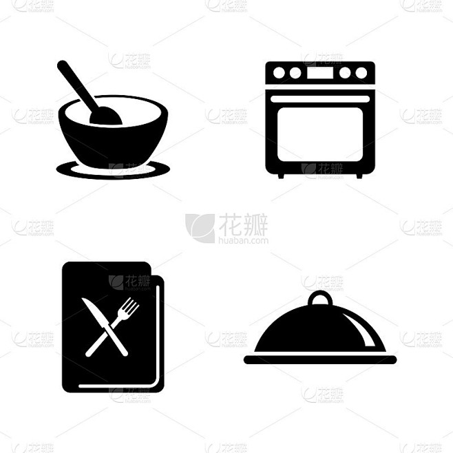 烹饪。简单相关矢量图标