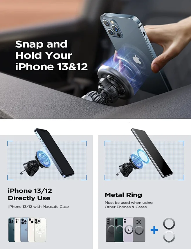 Amazon.com: Compatible for MagSafe Car Mount for iPhone Strong Magnetic ...