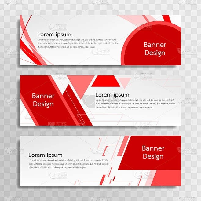 A set of red banner templates designed for the web素材-花瓣网