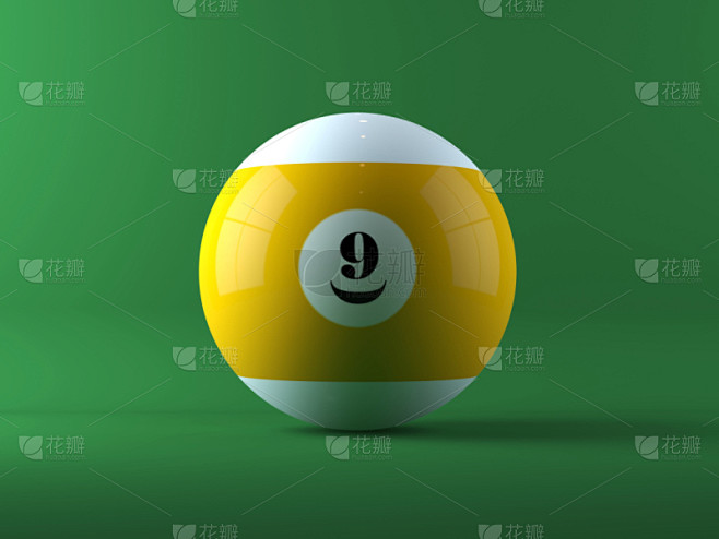 Yellow Billiard Ball On Green Background