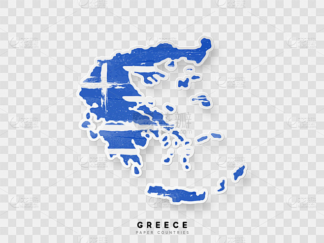 Greece detailed map with flag of country. Painted