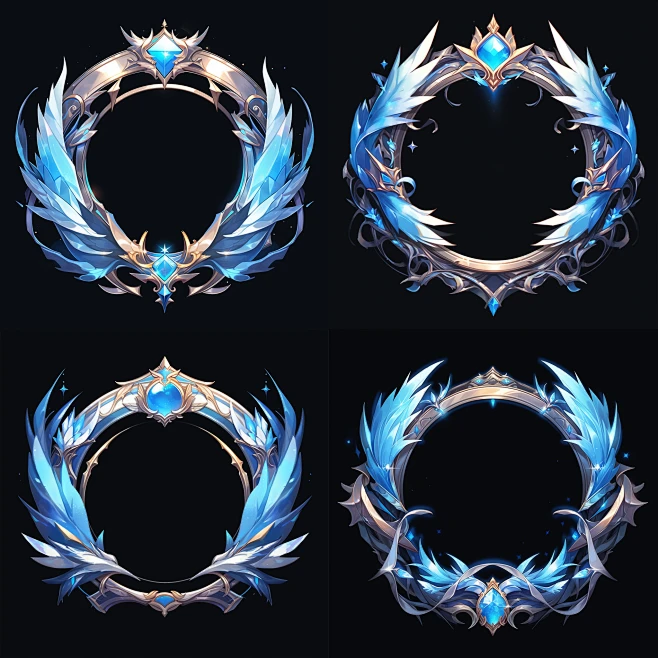 hulei181717__Round_game_avatar_frame_made_of_metal_and_blue_gem ...