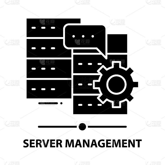 server management icon, black vector sign with edi