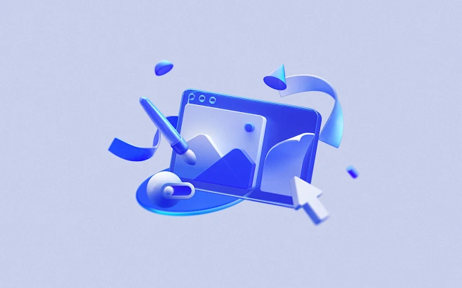 3D Icon design blue graphic design c4d cinema4d Web Design UI/UX video-花瓣网
