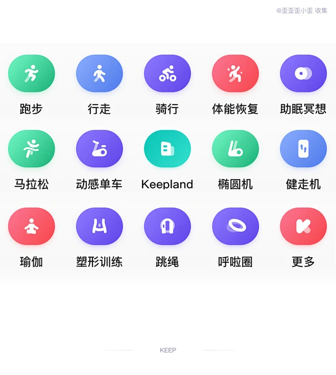KEEP 体育健身类 金刚区 APP icon设计 图标设计 @歪歪歪小歪 收藏整理-花瓣网