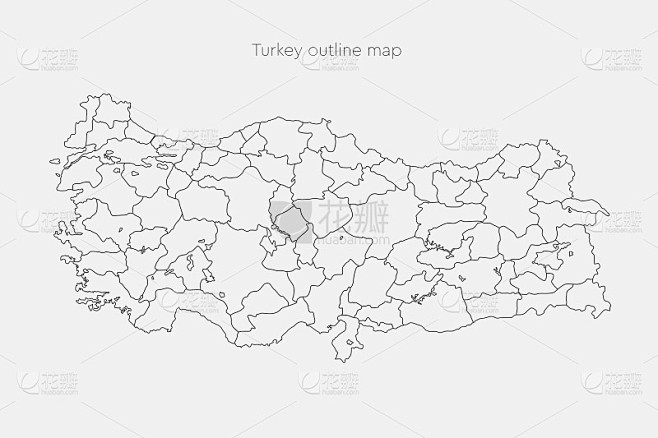 土耳其国家地图平面背景矢量模板