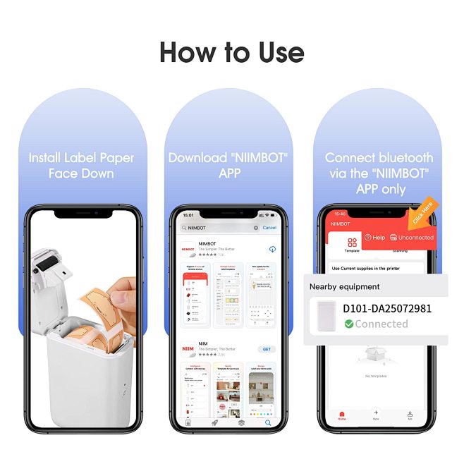 Amazon.com : NIIMBOT D101 Label Maker, Handheld Thermal Label Printer with Tape, Easy to Print 0 ...