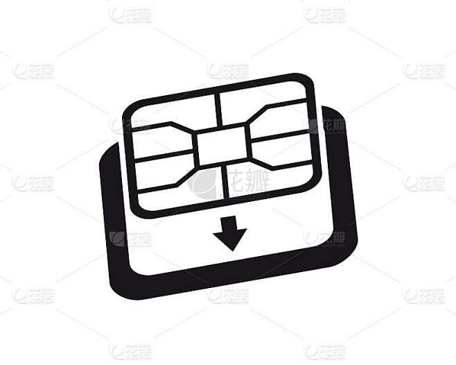 eSIM到Nano SIM卡适配器的图标。手机sim卡转换器符号。