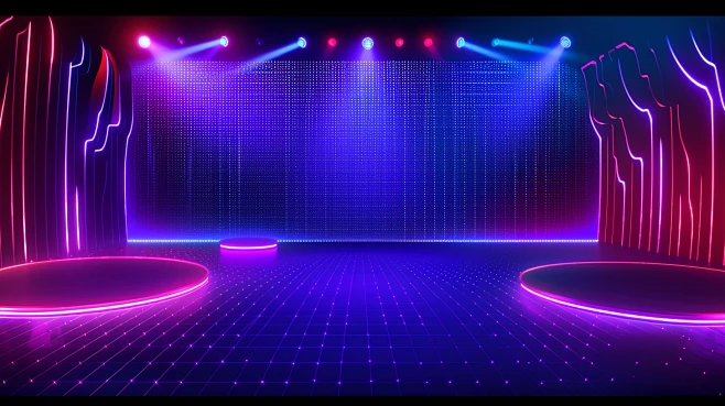 Neon background, smooth lines, dance theme, blue and purple, 2d game ...