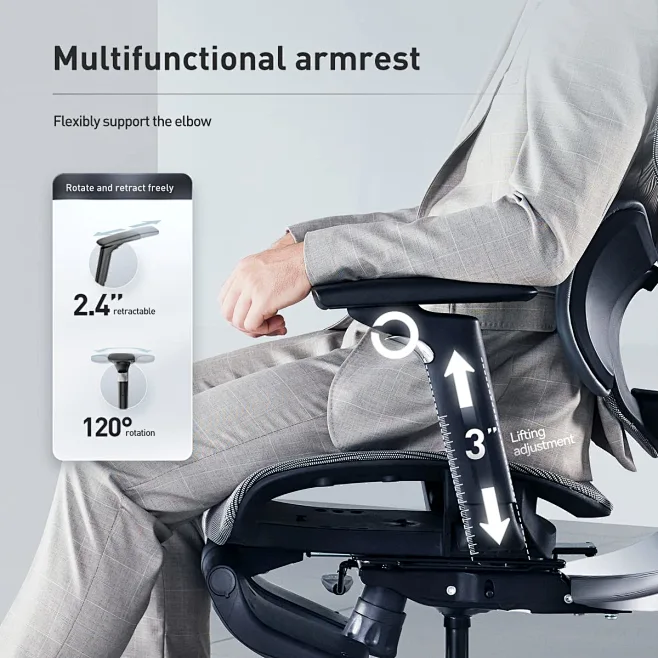 Amazon.com: Hbada E3 Ergonomic Office Chair Elastic Adaptive Back ...