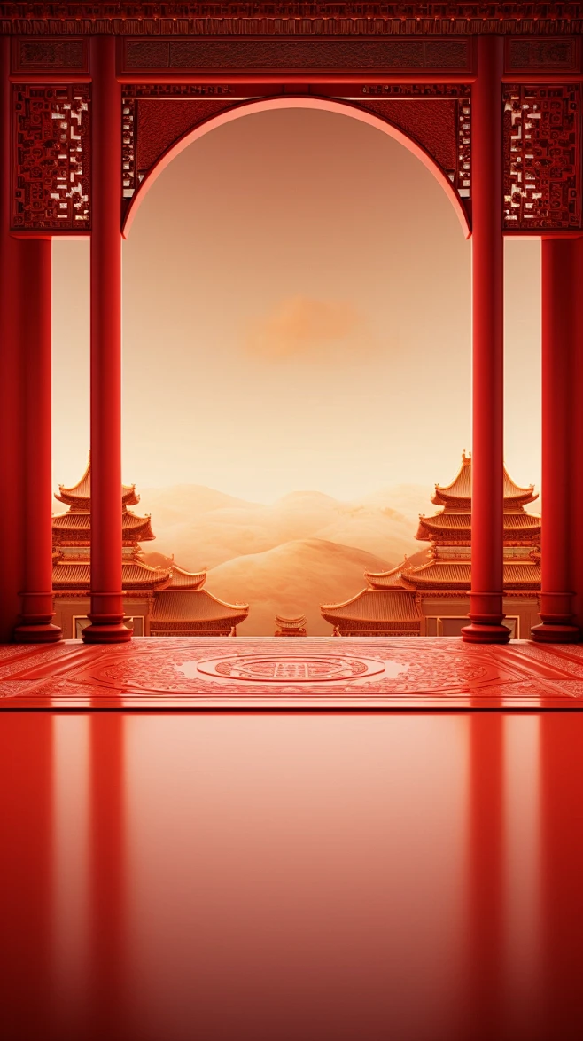 Chinese style background, Red festive background, Ribbon, Pavement ...