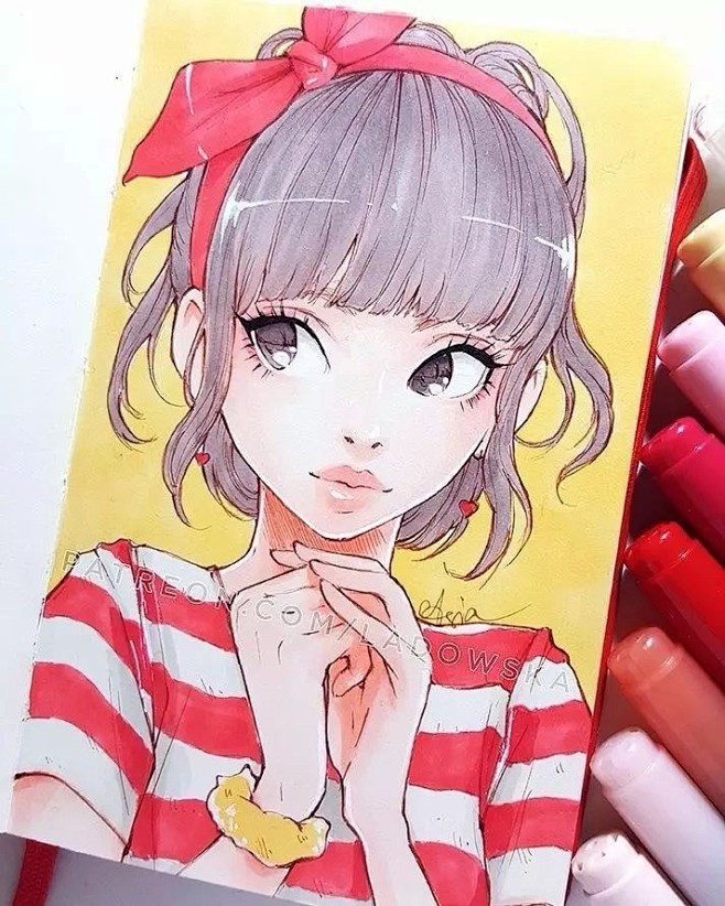 Asia Ladowska 马克笔上色绘画