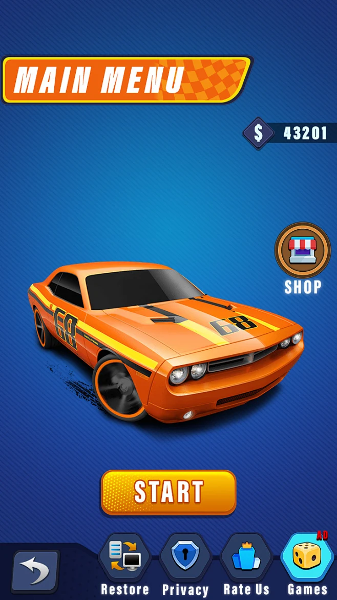 Racing car car game ui UI/UX game Racing Game UI game design Art Design ...