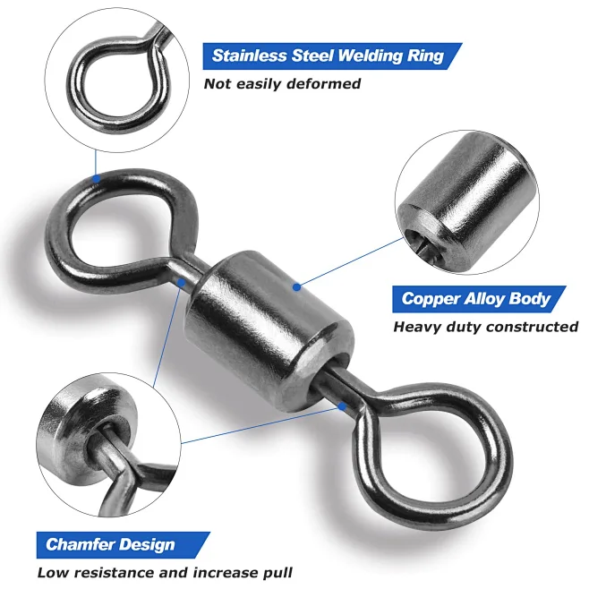 Amazon.com : Goture Fishing Swivels Barrel Swivels, Rolling Barrel ...