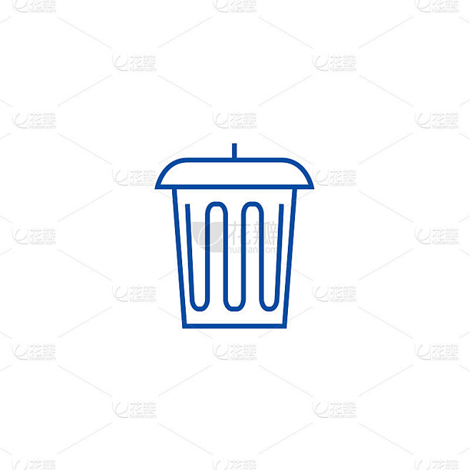 Garbage, office bin line icon concept. Garbage, of