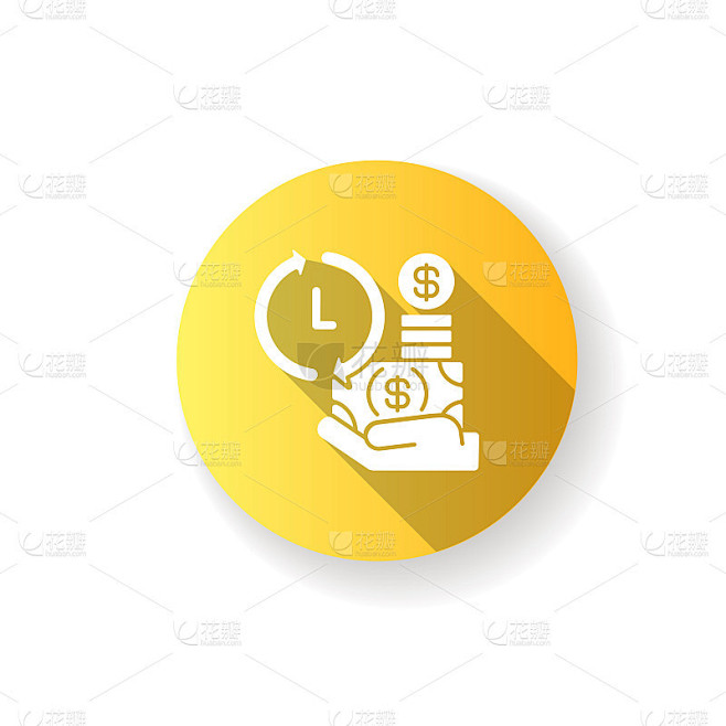 申请借出黄色扁平设计长阴影字形图标