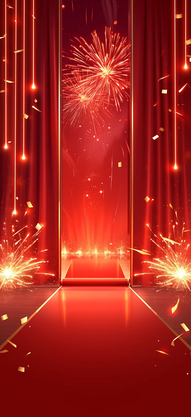 zuoyebang_Red_background_fireworks_elements_red_carpet_backgrou ...