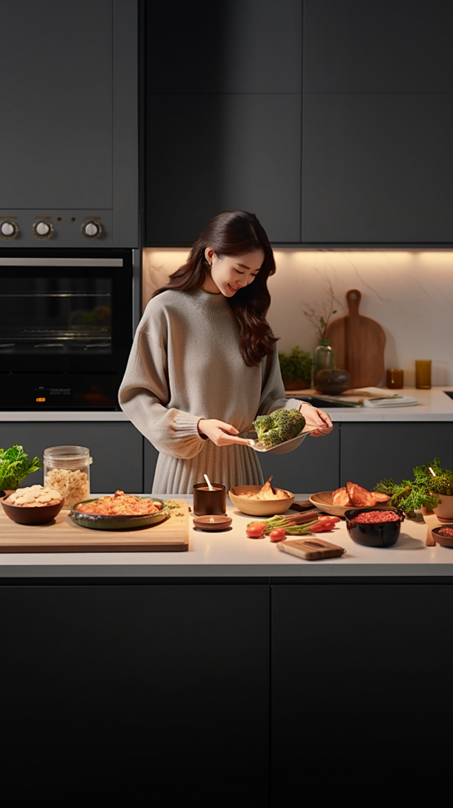 ls7623_woman_making_dinner_in_a_kitchen_in_the_style_of_tenwave ...