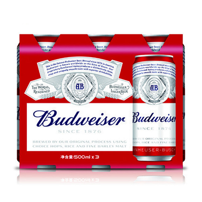 百威啤酒500mlx3
