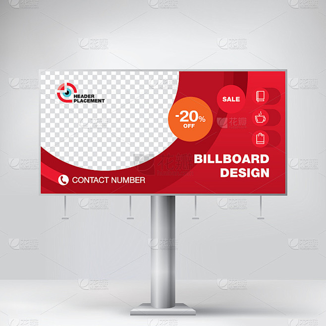 广告牌设计，横幅为户外广告，代表照片和文字，现代几何风格。素材-花瓣网