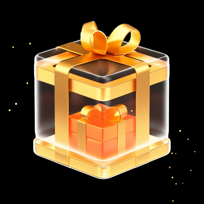 glass gift box icon open glod-花瓣网