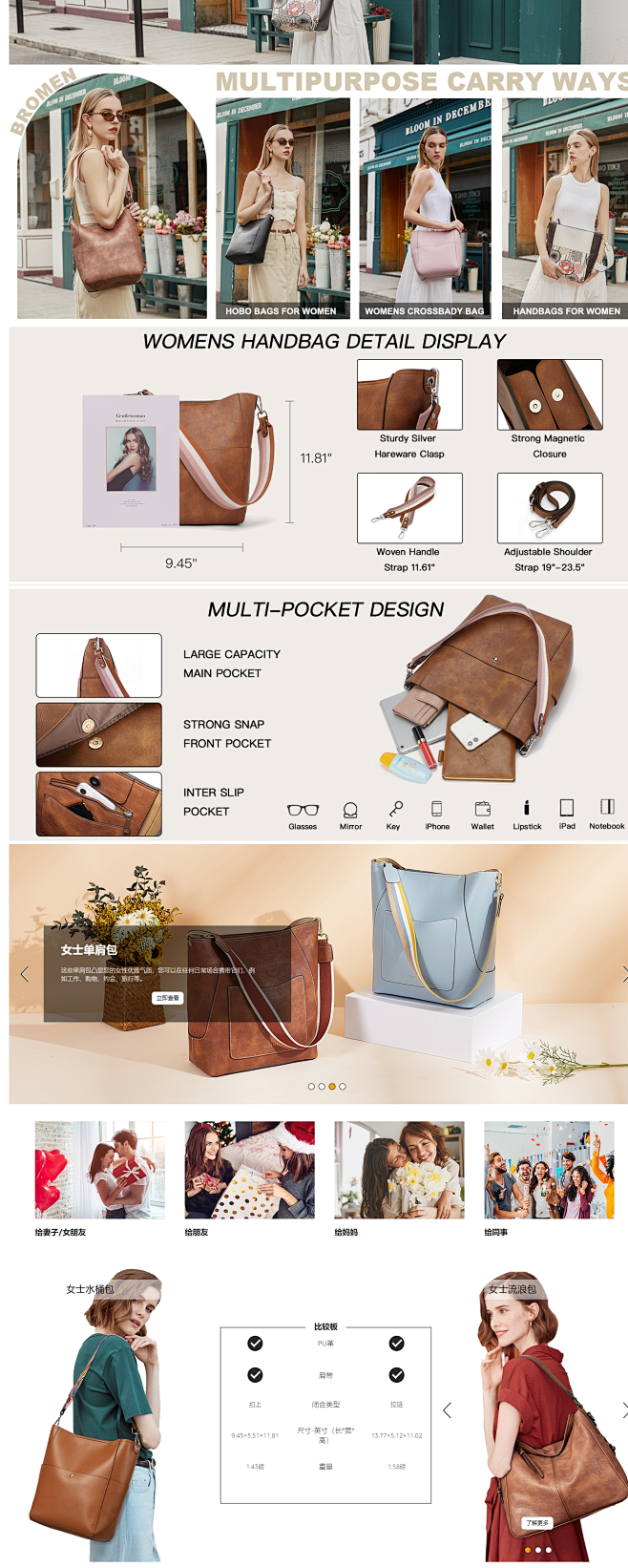 Amazon.com: BROMEN Women Handbag Designer Vegan Leather Hobo Handbags ...