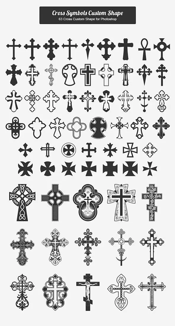 63 Cross Symbols Custom Shape - Shapes Photoshop-花瓣网