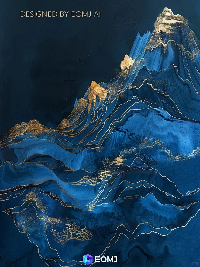 大美国风丨EQMJ AI绘制发光克莱因蓝山水画_6_EQMJ官方代言人_来自小红书网页版-花瓣网