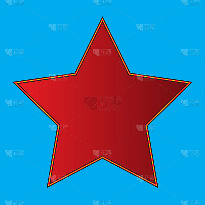 红星标志矢量插图孤立在蓝色背景