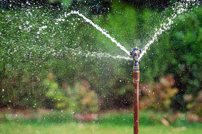 靠近花园的洒水器