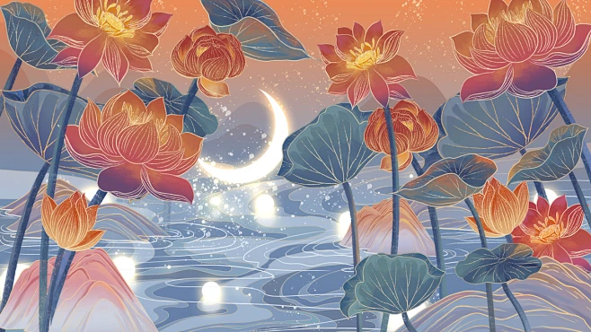 荷花_莫醒__插画师作品_涂鸦王国gracg.com-花瓣网