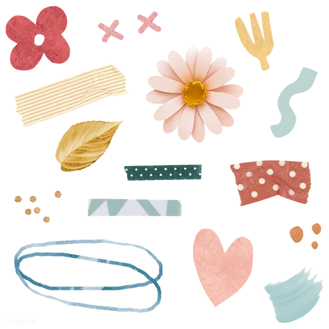 Floral and Washi tape stickers pack transparent png-花瓣网