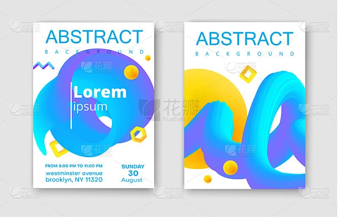 White backgrounds with blue and yellow abstract pa素材-花瓣网