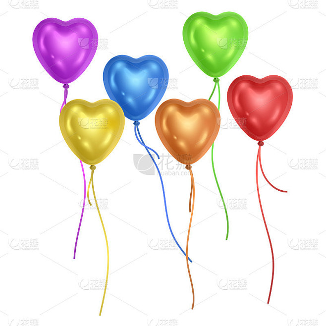 Vector heart shaped balloons set isolated on trans