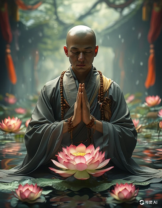 3x4_身穿长袍的僧人以莲花姿势祈祷__by_Fang_Congyi___6_1-花瓣网